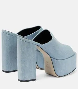 Paris Texas Sasha Denim Platform Mules