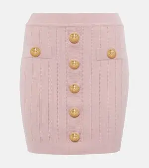 Balmain High-rise Knitted Mini Skirt - Pink