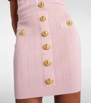 Balmain High-rise Knitted Mini Skirt - Pink