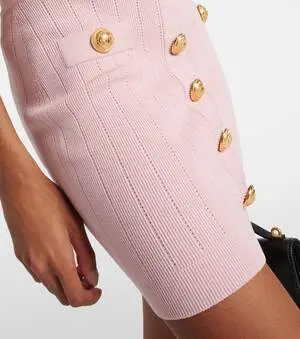 Balmain High-rise Knitted Mini Skirt - Pink