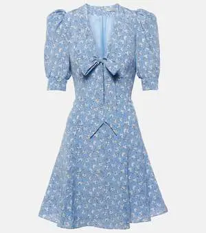 Alessandra Rich Bow-detail Printed Minidress - Blue