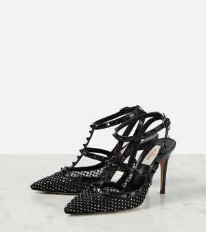 Valentino Garavani Rockstud 100 Leather Pumps - Black