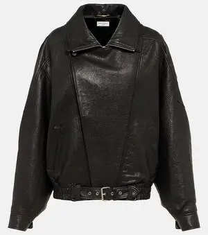 Saint Laurent Oversized Leather Blouson - Black