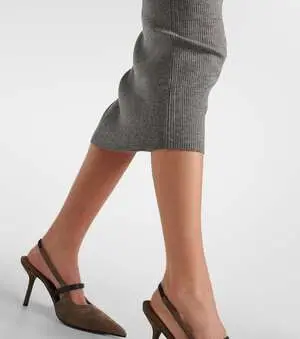 Brunello Cucinelli Ribbed-knit Midi Skirt