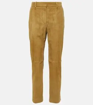 JOSEPH Coleman Cropped Suede Pants - Beige