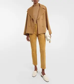 JOSEPH Coleman Cropped Suede Pants - Beige