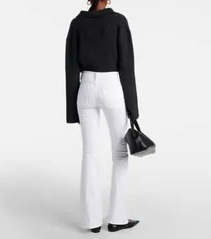 FRAME Le High Flare High-rise Jeans - White