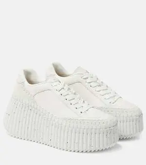 Chloé Nama Leather Platform Sneakers - White