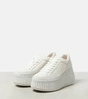 Chloé Nama Leather Platform Sneakers - White