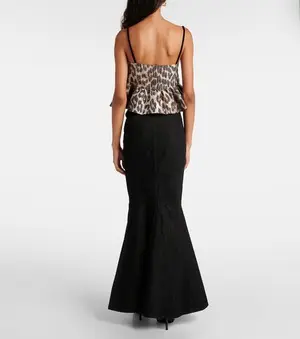GANNI Leopard Jacquard Peplum Top