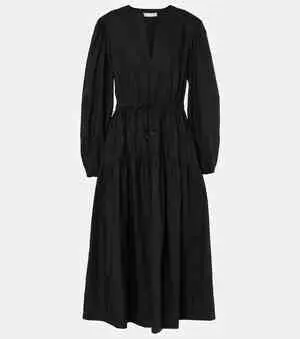 Ulla Johnson Aurelie Pleated Cotton Midi Dress