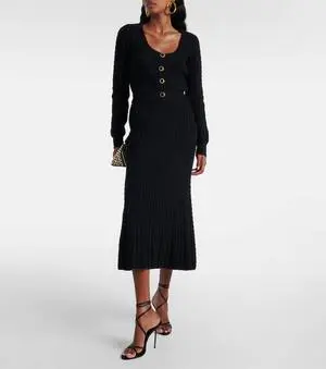 Alessandra Rich Cable-knit Wool Midi Skirt