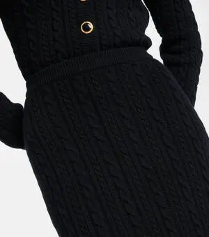 Alessandra Rich Cable-knit Wool Midi Skirt