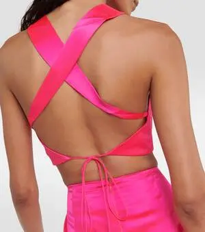 THE SEI Silk Satin Halterneck Top