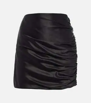 THE SEI Ruched Silk Miniskirt