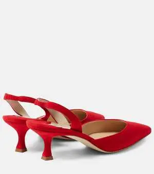 Manolo Blahnik Carolyne Gala Suede Slingback Pumps - Red