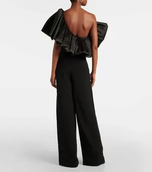 Solace London Perla Ruffled Satin-trimmed Jumpsuit