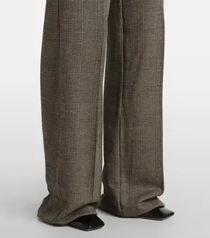 Max Mara Houndstooth Wool-blend Pants - Grey