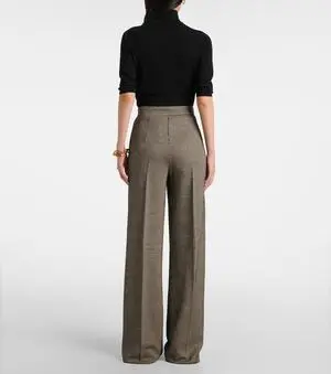 Max Mara Houndstooth Wool-blend Pants - Grey