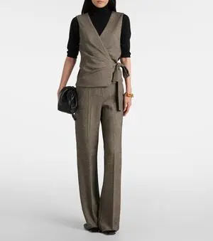 Max Mara Houndstooth Wool-blend Pants - Grey