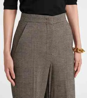 Max Mara Houndstooth Wool-blend Pants - Grey