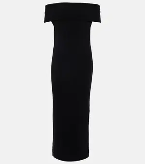 TOTEME Ribbed-knit Off-shoulder Midi Dress