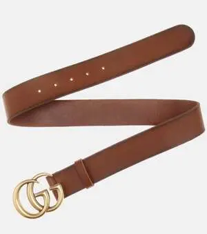 Gucci Gg Leather Belt - Brown