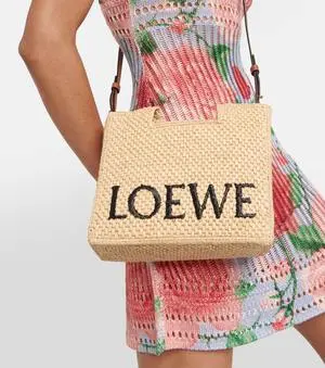 Loewe Small Logo Raffia Tote - Beige