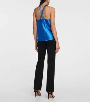 Veronica Beard Stewart Satin Halter-neck Top