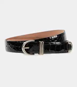 Khaite Bambi Croc-effect Leather Belt - Black