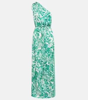Poupette St Barth Isabelle Printed One-shoulder Kaftan - Green