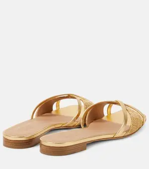 MALONE SOULIERS Penn Raffia And Metallic Leather Sandals - Gold