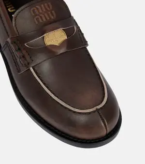 Miu Miu Embellished Leather Loafers