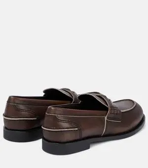 Miu Miu Embellished Leather Loafers