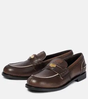 Miu Miu Embellished Leather Loafers