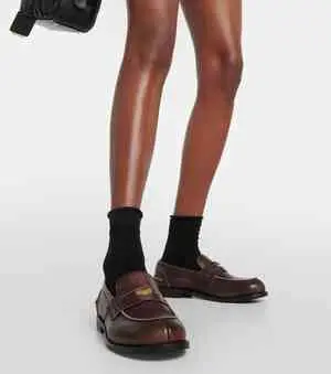 Miu Miu Embellished Leather Loafers