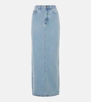 SELF-PORTRAIT High-rise Denim Maxi Skirt
