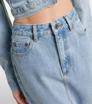 SELF-PORTRAIT High-rise Denim Maxi Skirt