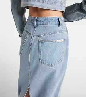SELF-PORTRAIT High-rise Denim Maxi Skirt