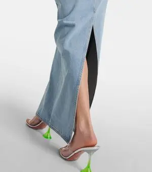 SELF-PORTRAIT High-rise Denim Maxi Skirt
