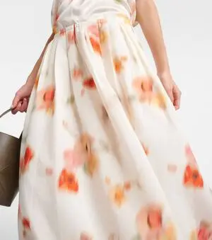 Vince Floral Gathered Midi Skirt
