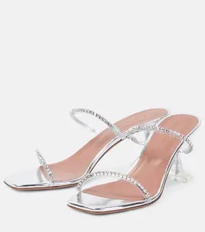 Amina Muaddi Gilda Embellished Pvc Mules