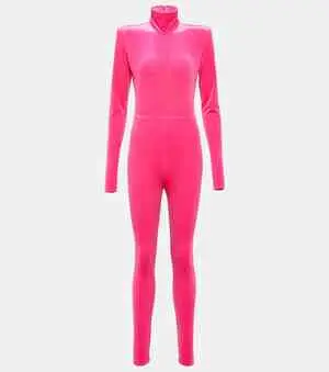 Alexandre Vauthier Turtleneck Velvet Jumpsuit - Pink