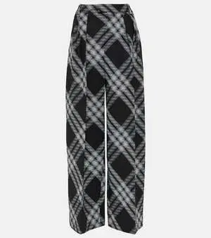Burberry Checked Wool Wide-leg Pants