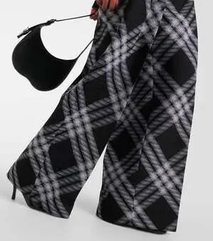 Burberry Checked Wool Wide-leg Pants