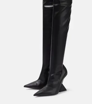 Attico Cheope Over-the-knee Leather Boots - Black