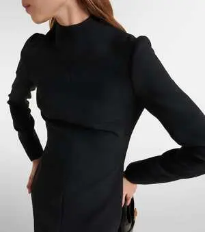 David Koma Feather-trimmed Cady Midi Dress