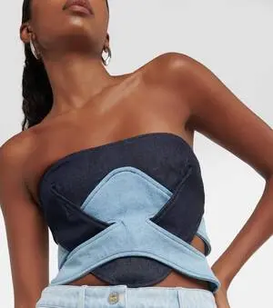 DION LEE Strapless Denim Corset Top