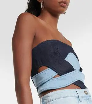 DION LEE Strapless Denim Corset Top