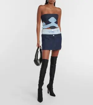 DION LEE Strapless Denim Corset Top